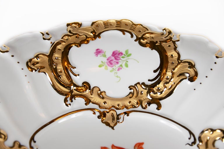 Meissen Hand Painted Gilded Porcelain Plate For Sale at 1stDibs