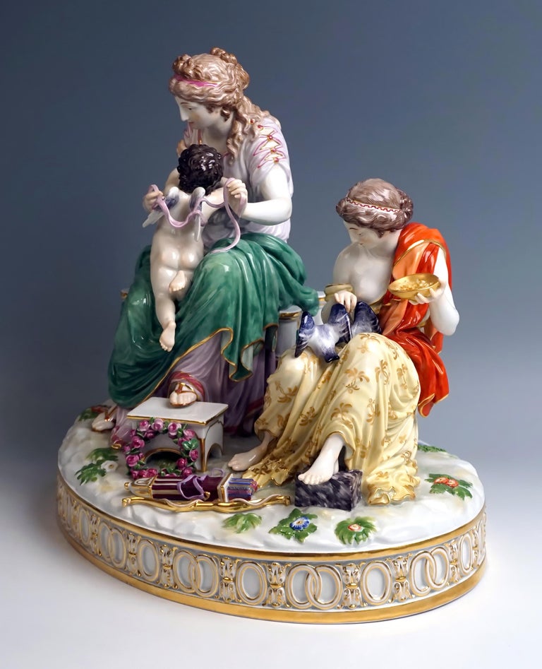 Meissen Large Porcelain Figurine Group 'Cupid Is Tied Up' by Juechtzer ...
