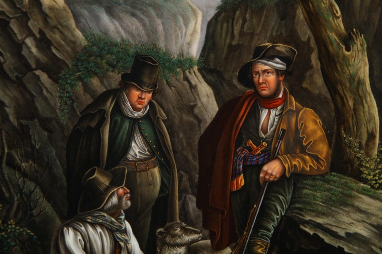 Meissen Plaque Depicting Four Royals Hunting in the Woods with a Dog ...