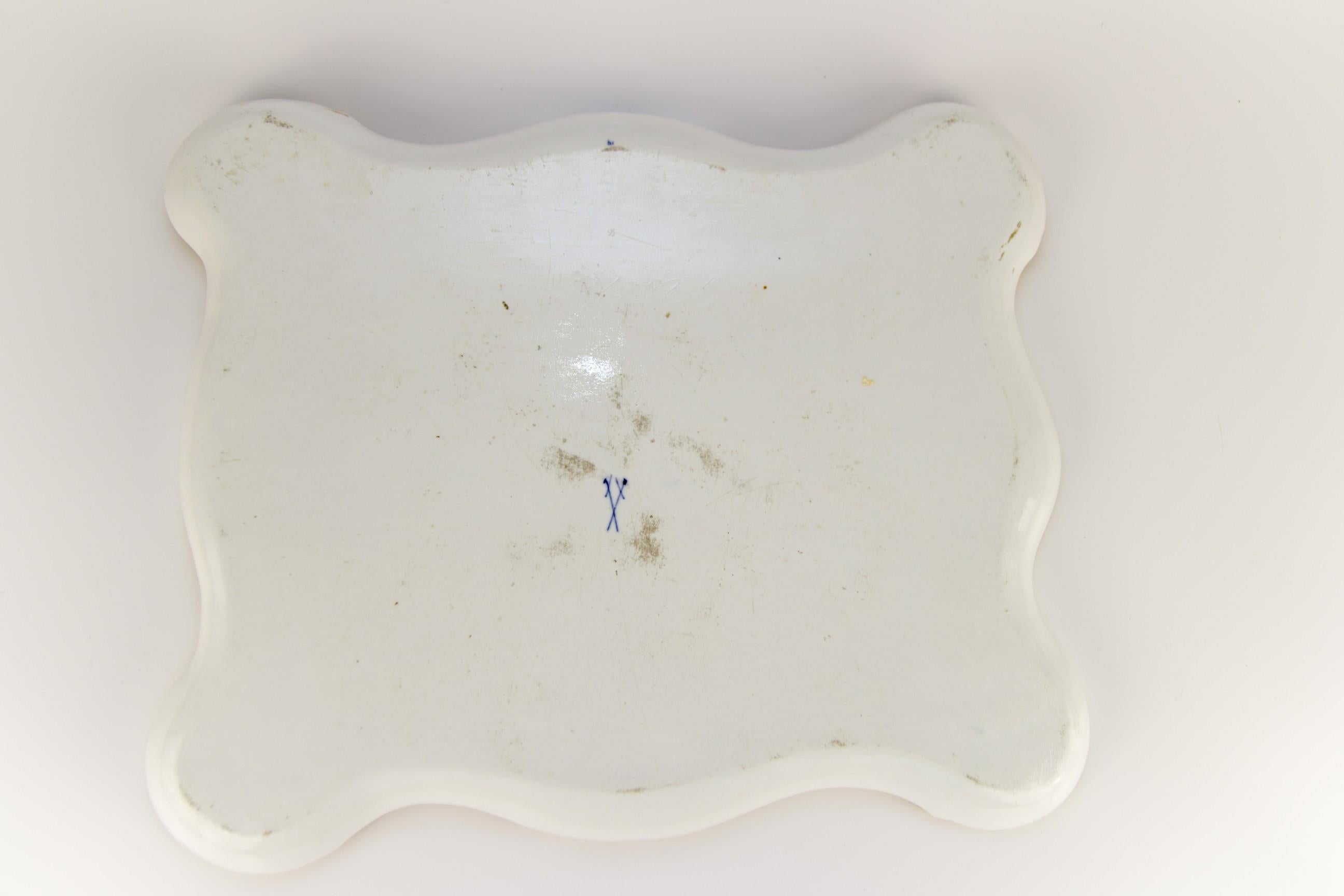 Meissen Porcelain Blue Onion Pattern Square Serving Plate Platter with ...
