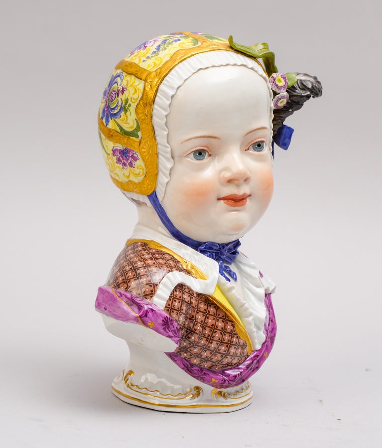 Meissen Porcelain Bust of a Child For Sale at 1stDibs