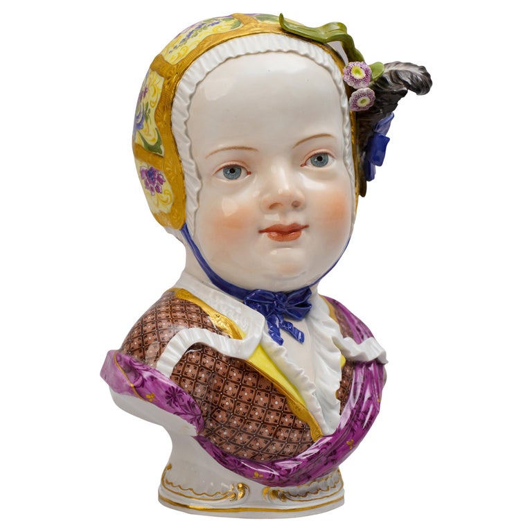 Meissen Porcelain Bust of a Child For Sale at 1stDibs