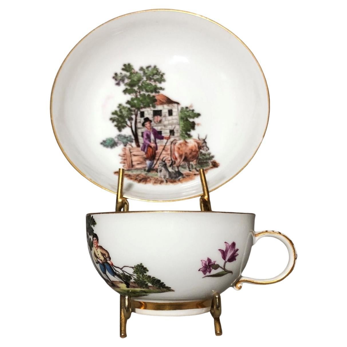 19th Century Meissen Porcelain Painted Gilt Cup and Saucer For Sale at ...