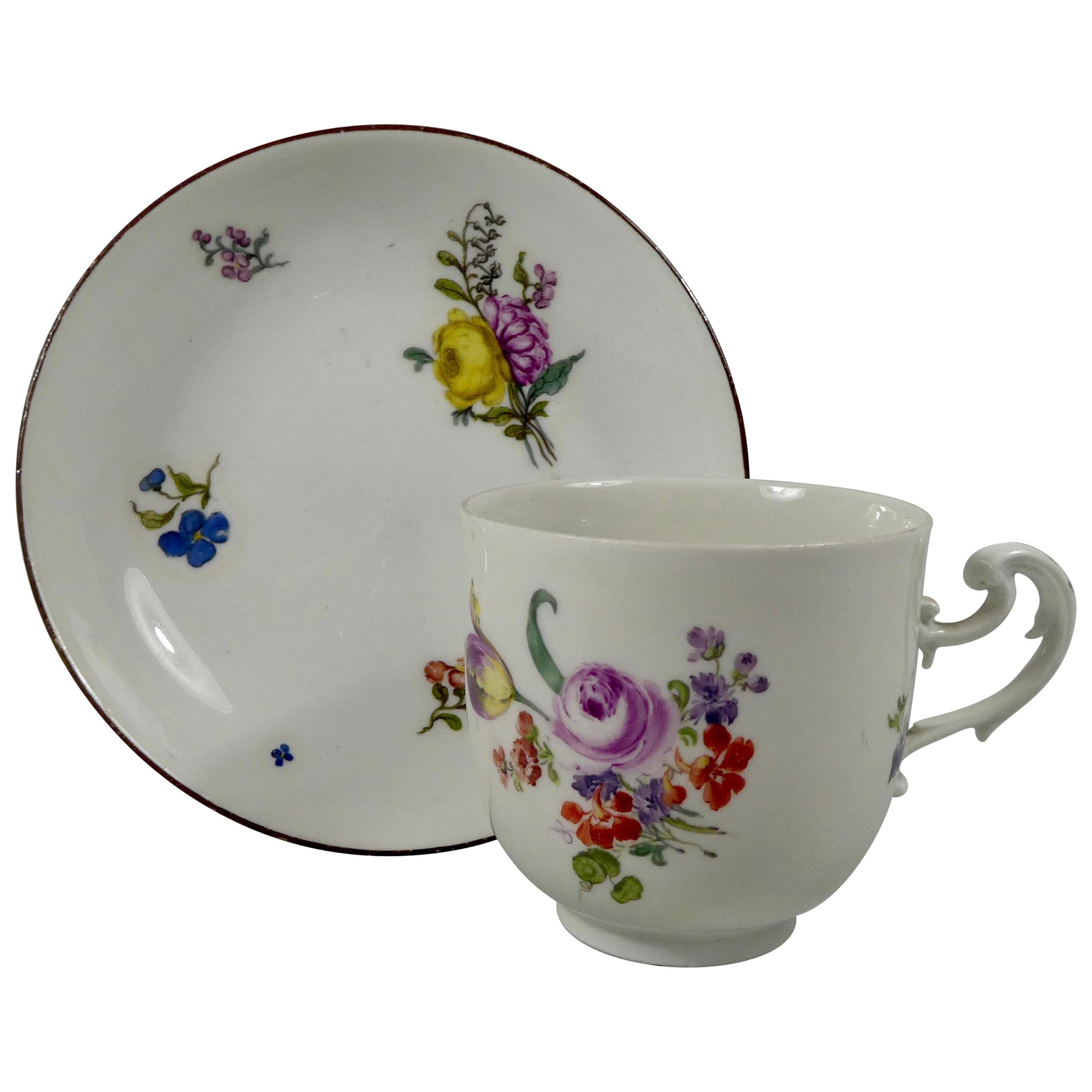 Meissen Porcelain Cup and Saucer, circa 1740 at 1stDibs