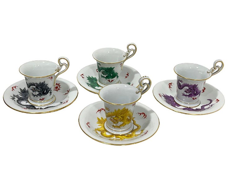 Meissen Porcelain Cups and Saucers with the "Ming Dragon" Motif at 1stDibs