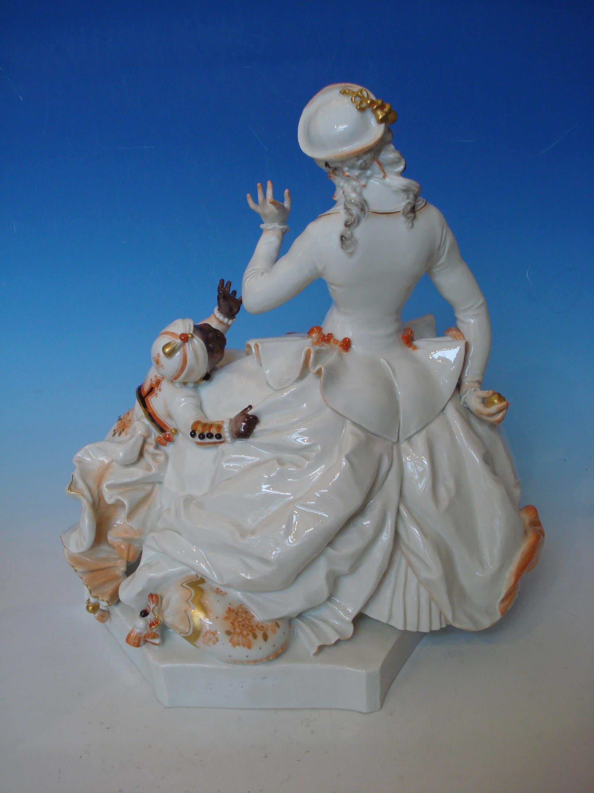 Meissen Porcelain Figurine Rococo Lady with a Moor, by Paul Scheurich ...