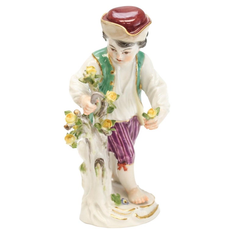 Meissen Porcelain Germany Miniature Figurine, Boy Gardener #25 For Sale ...