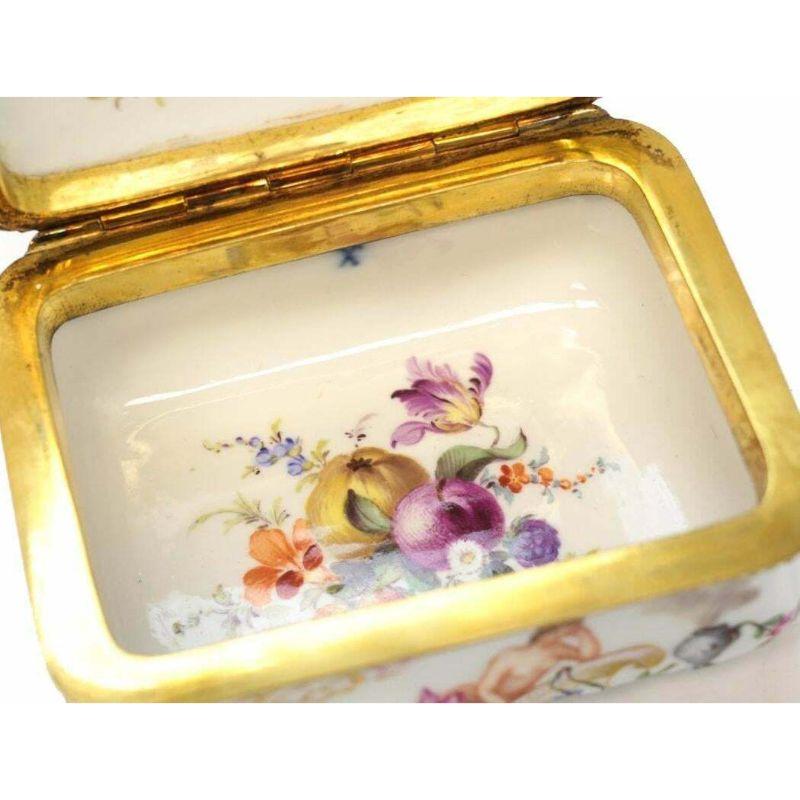 Meissen Porcelain and Guilt Silver Snuff Box, C1850 For Sale at 1stDibs