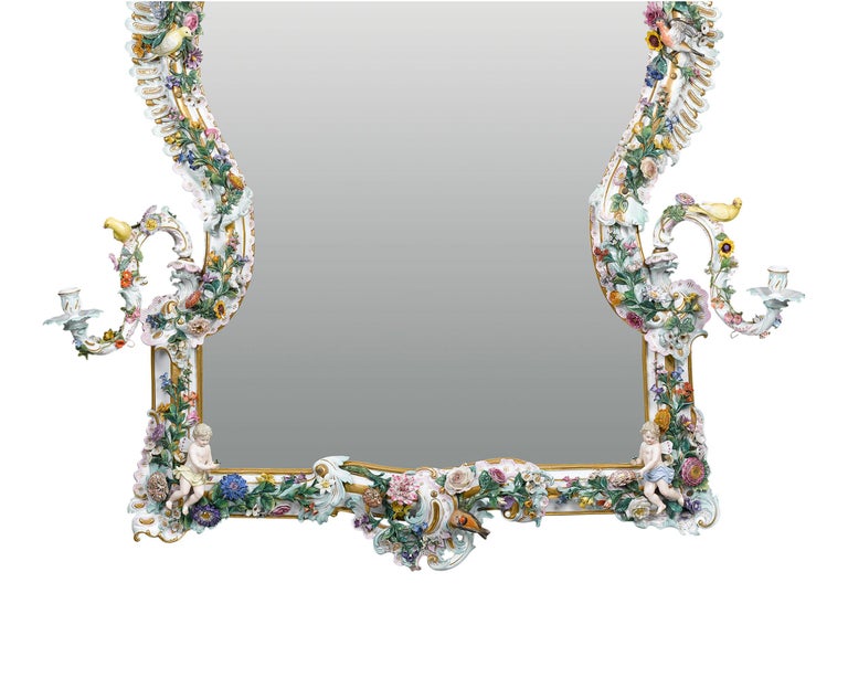 Meissen Porcelain Rococo Mirror at 1stDibs