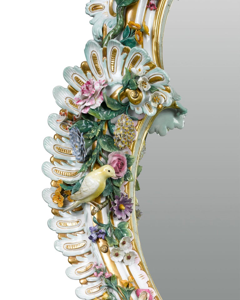 Meissen Porcelain Rococo Mirror at 1stDibs