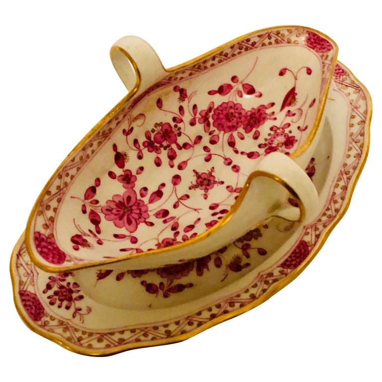 Meissen Purple Indian Gravy with Attached Underplate from the Late 19th ...
