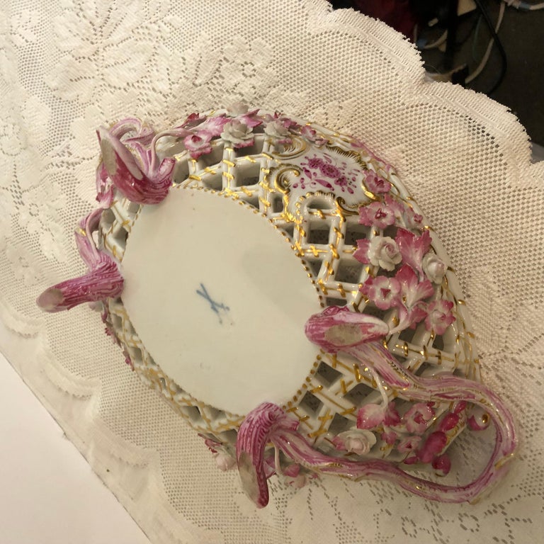 Meissen Purple Indian Reticulated Centerpiece Bowl Encrusted with ...