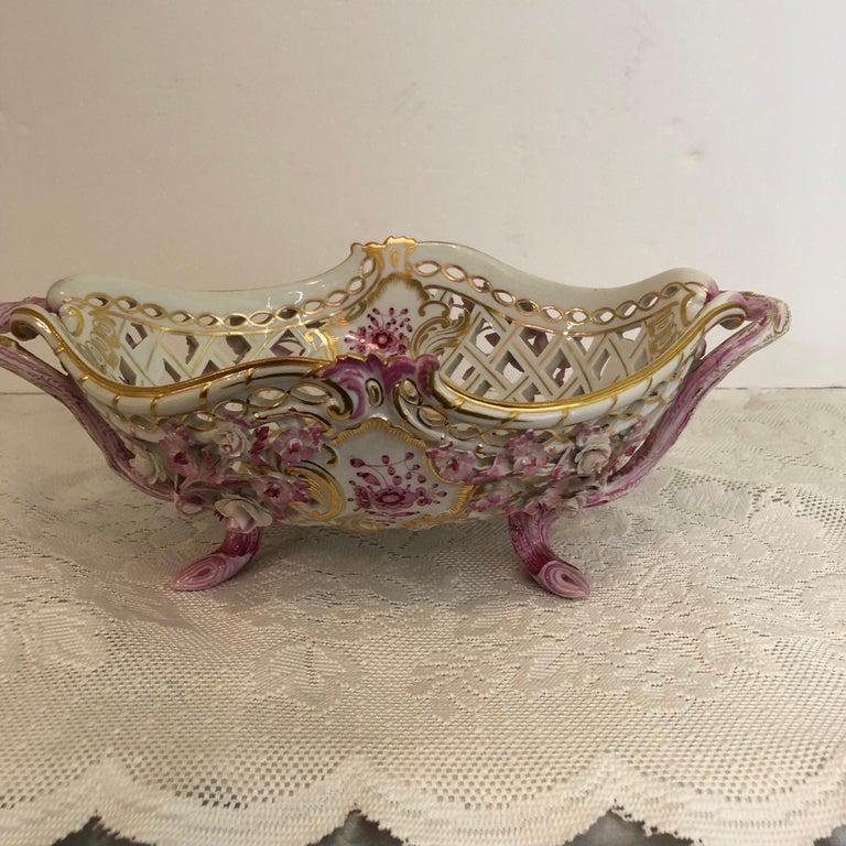 Meissen Purple Indian Reticulated Centerpiece Bowl Encrusted with ...