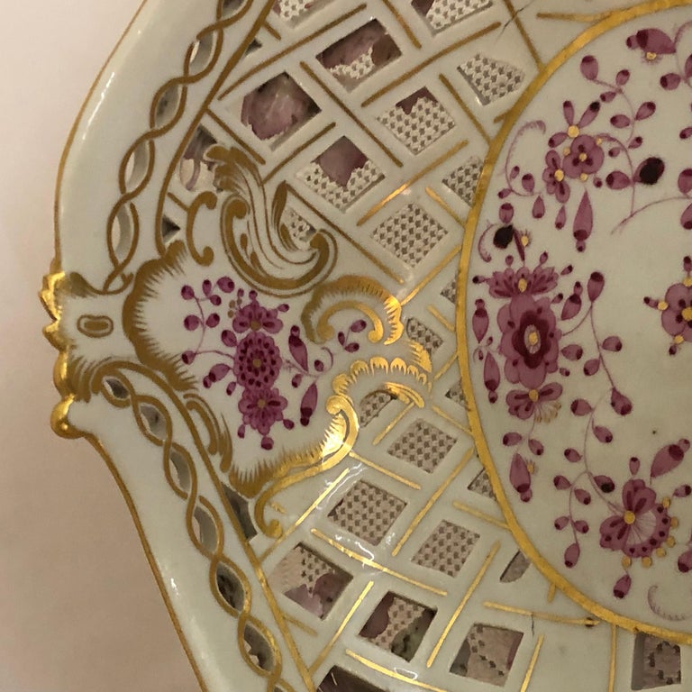 Meissen Purple Indian Reticulated Centerpiece Bowl Encrusted with ...