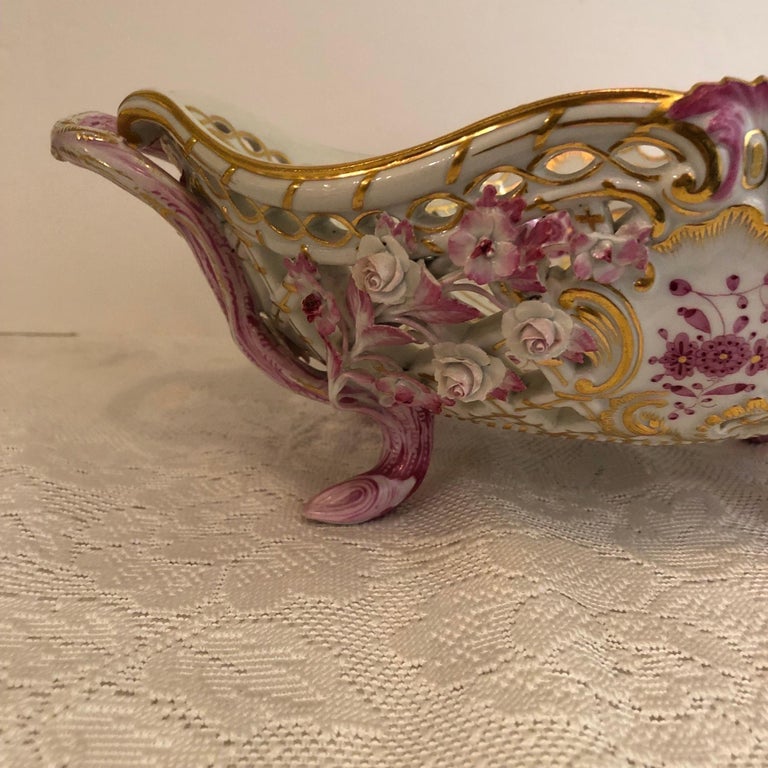 Meissen Purple Indian Reticulated Centerpiece Bowl Encrusted with ...