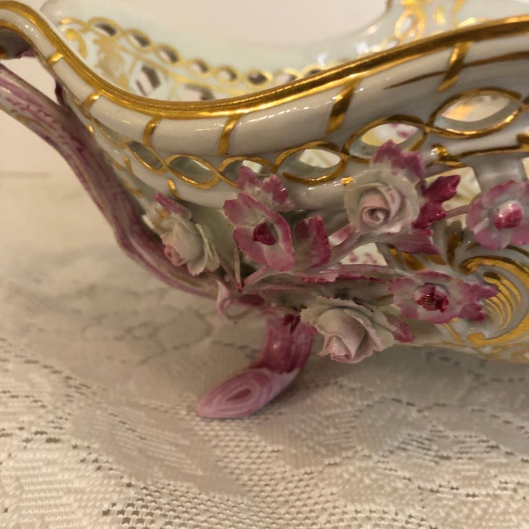 Meissen Purple Indian Reticulated Centerpiece Bowl Encrusted with ...