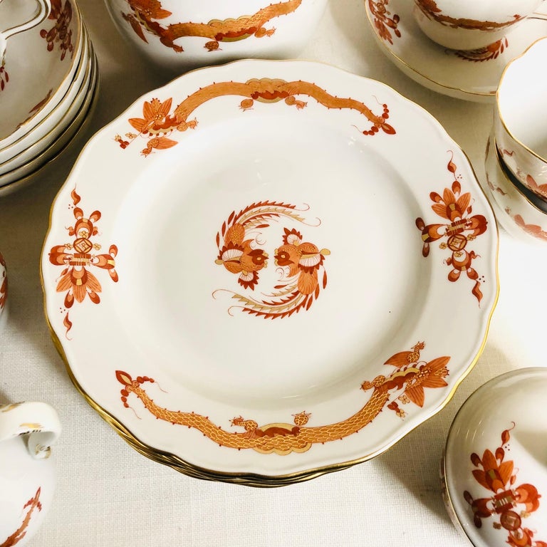 Meissen Rich Court Dragon Tea or Coffee Set With 6 Plates and 6 Cups ...