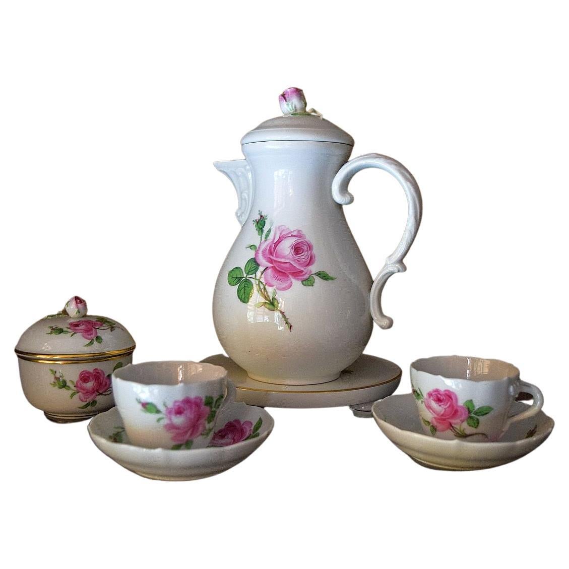 Meissen Rote Rose, Pink Rose Coffee Set For Sale at 1stDibs