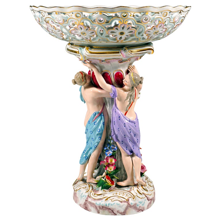 Meissen Splendour Centerpiece with Three Graces Supporting Bowl ...
