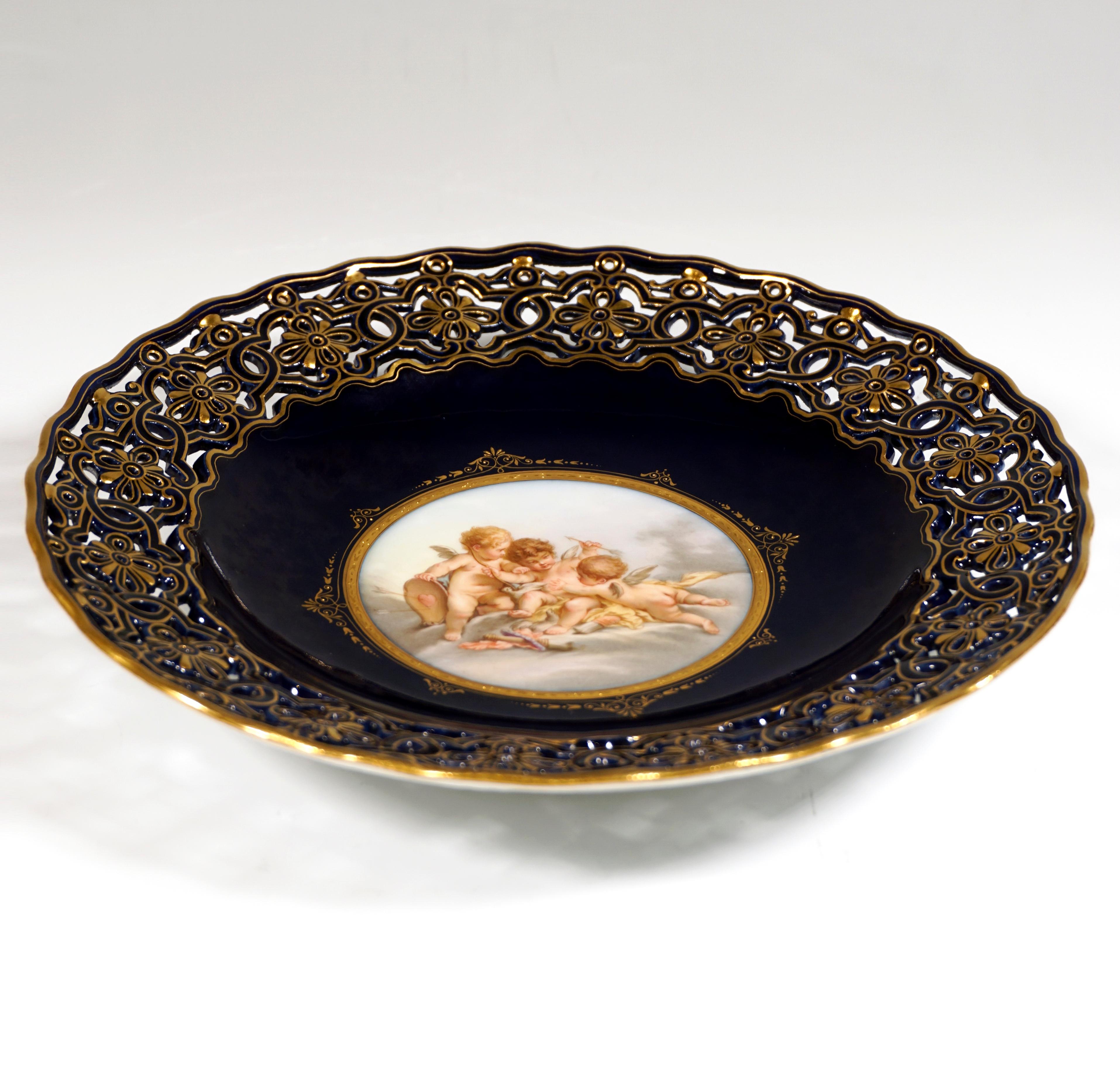 Meissen Splendour Plate with Breakthrough Edge and Cupid Scenery, ca ...