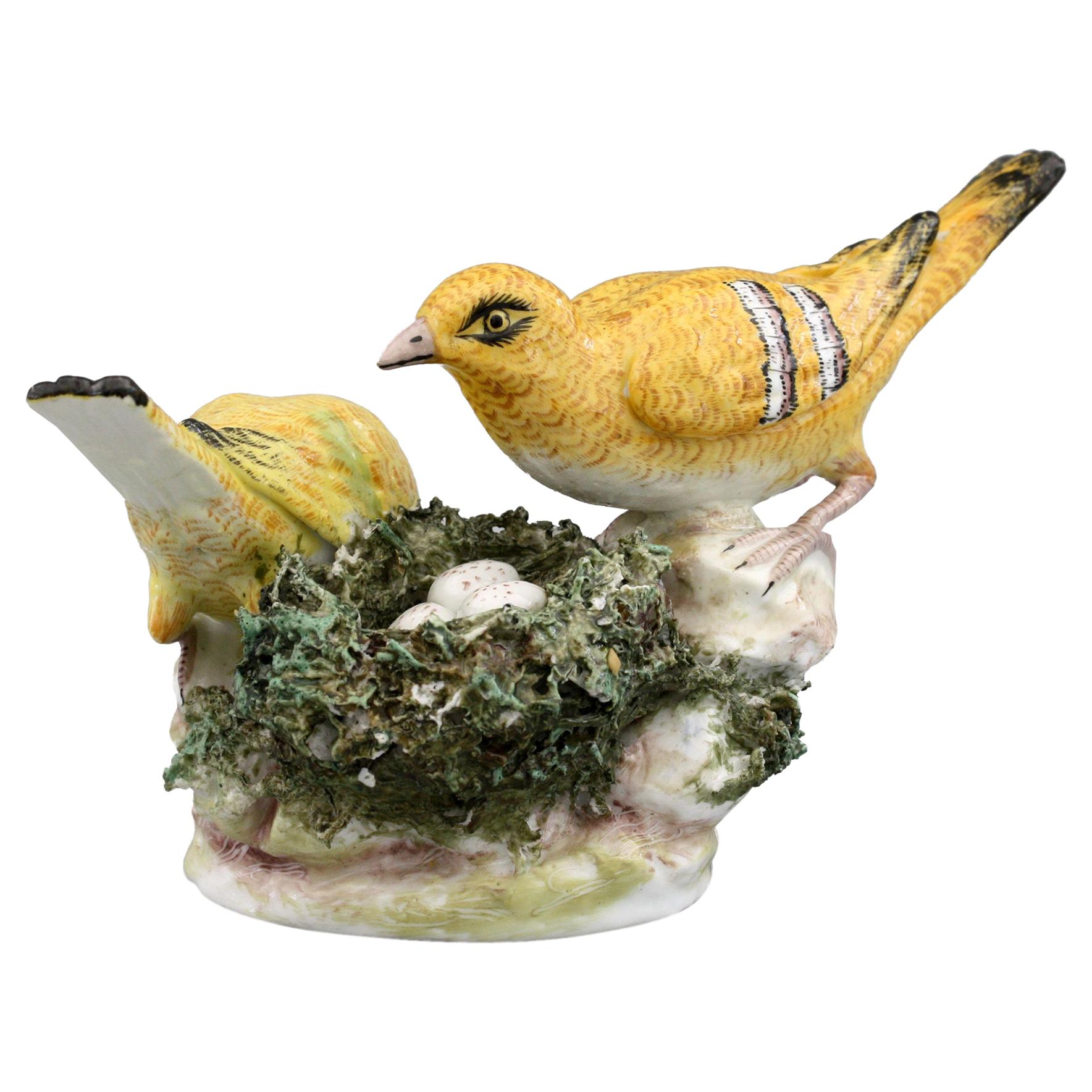 Meissen Style Antique Porcelain Birds and Nest Figure at 1stDibs