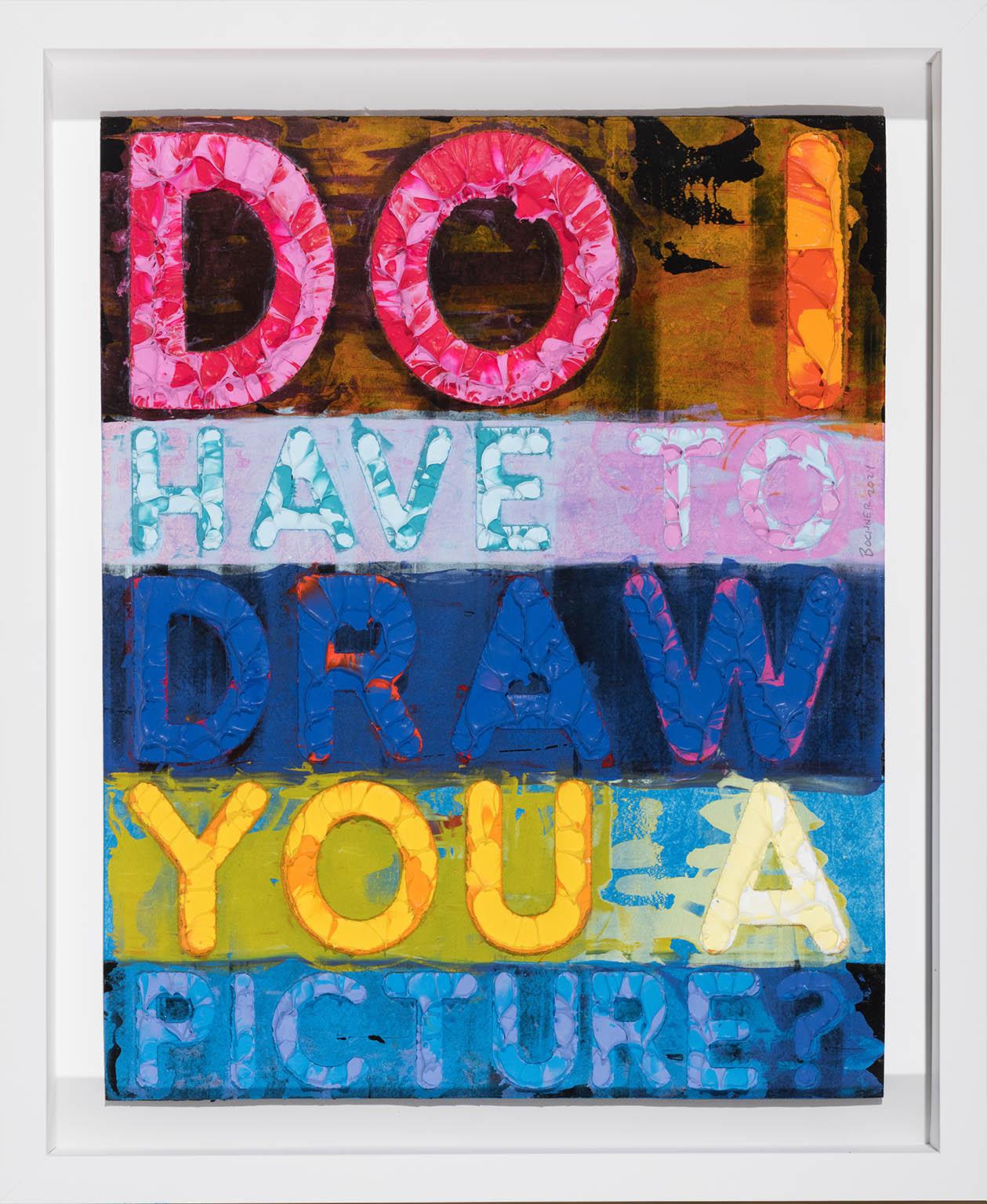 Mel Bochner - "Gobbledygook" monoprint with collage, engraving and ...