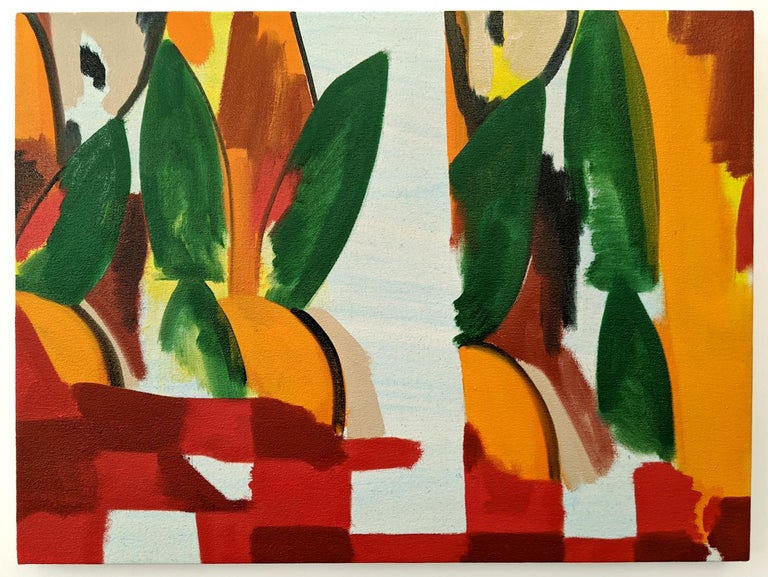 Mel Davis - Citrus With Tablecloth 4 - lush, abstracted still life, oil ...