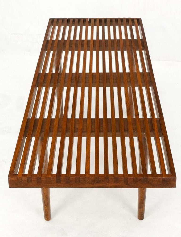Mel Smilow Slatted Solid Walnut Mid-Century Modern Bench on Tapered ...