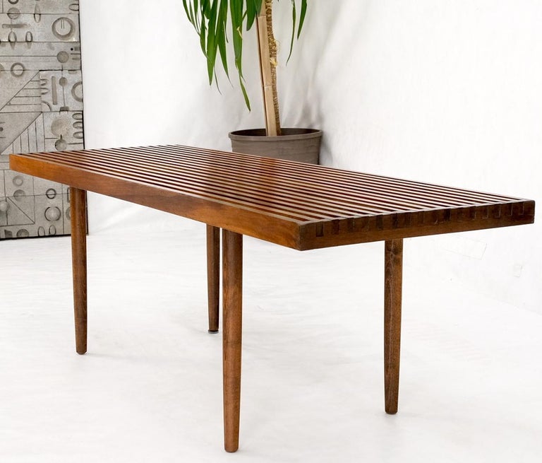 Mel Smilow Slatted Solid Walnut Mid-Century Modern Bench on Tapered ...