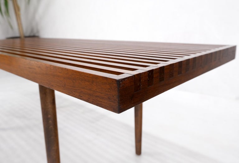 Mel Smilow Slatted Solid Walnut Mid-Century Modern Bench on Tapered ...