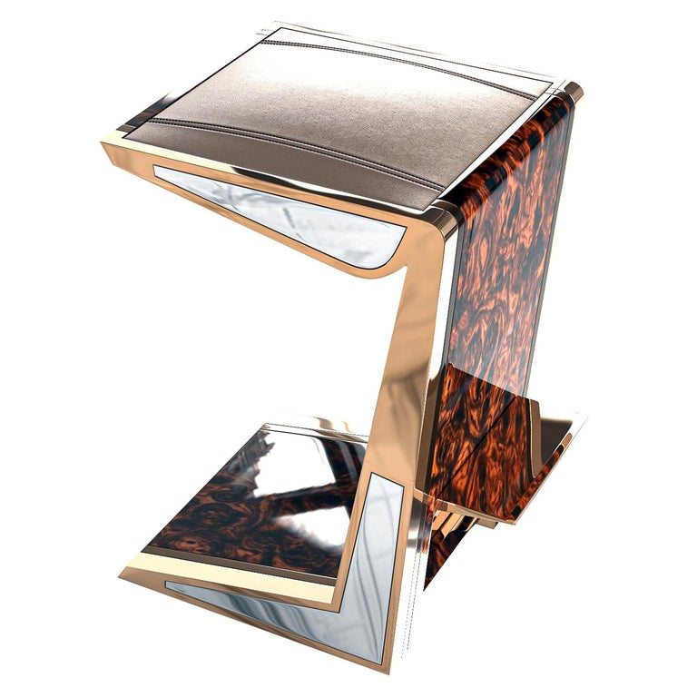 "Melagrana" Bar Stool with Burl Walnut, Stainless Steel and Bronze ...