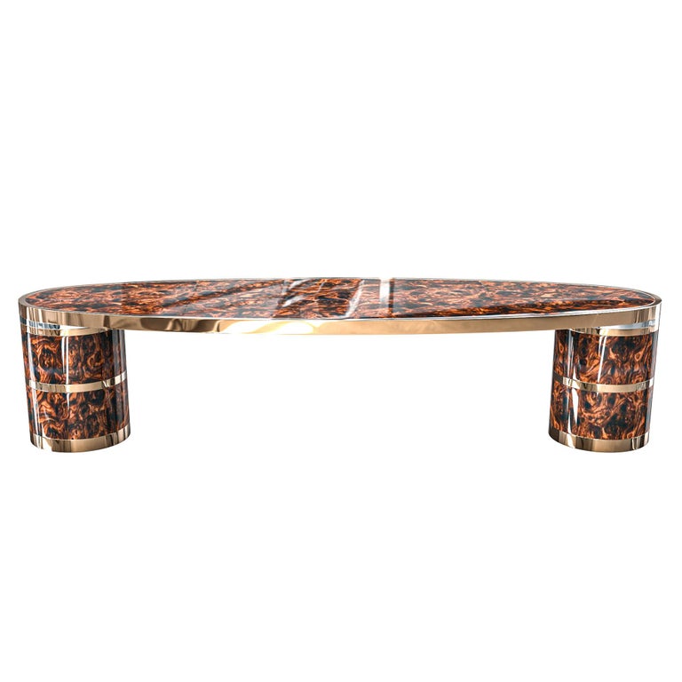 "Melagrana" Coffee Table with Burl Walnut and Bronze Details, Istanbul ...