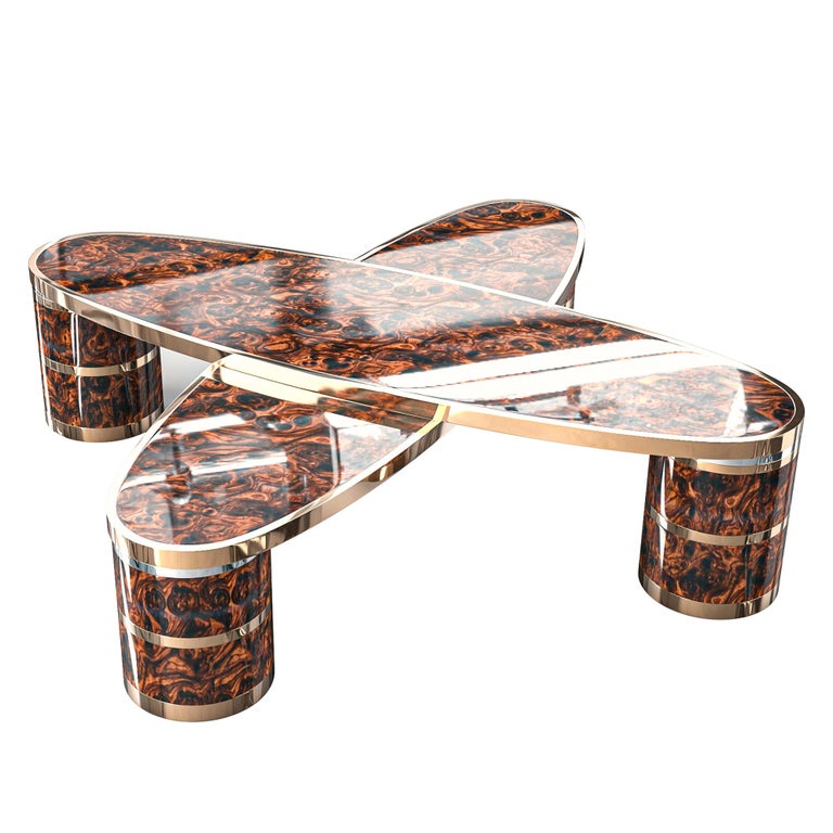 "Melagrana" Coffee Table with Burl Walnut and Bronze Details, Istanbul ...