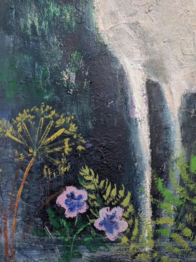 Melanie Parke - Night Ferns, Vertical Painting, White and Red Bird with ...