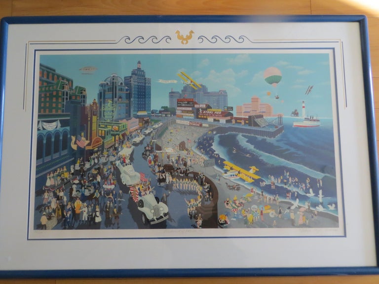 Boardwalk of Atlantic City lithograph by Melanie Taylor For Sale at 1stDibs
