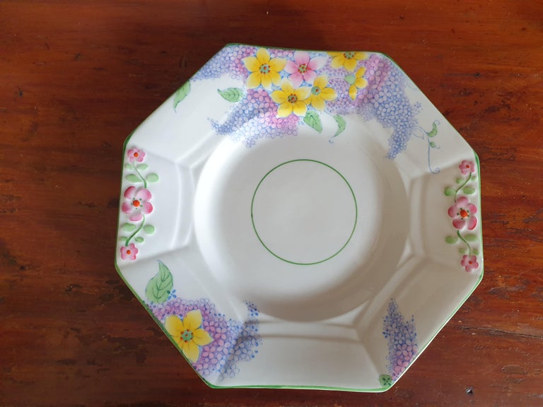 Melba Pink Flower Handle Art Deco Tea Service For Sale at 1stDibs