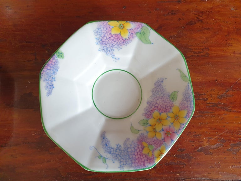 Melba Pink Flower Handle Art Deco Tea Service For Sale at 1stDibs