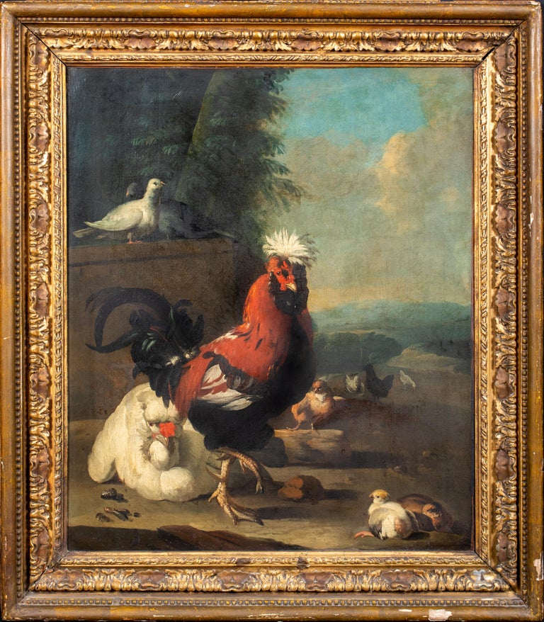 Garden Fowl, Chicks, Hens A Rooster and Pigeon, 17th Century For Sale ...