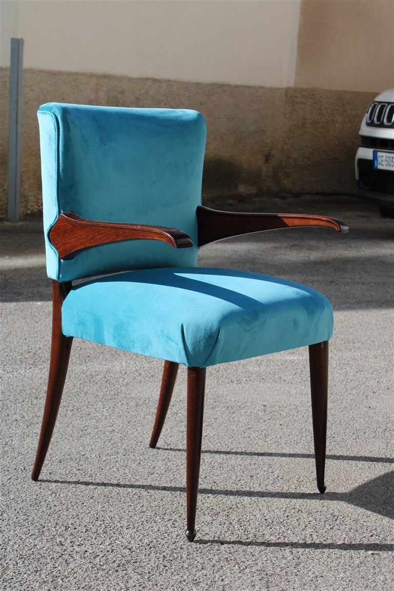 Melchiorre Bega Desk Chair Italian Design Mid-Cenury Walnut Velvet For ...