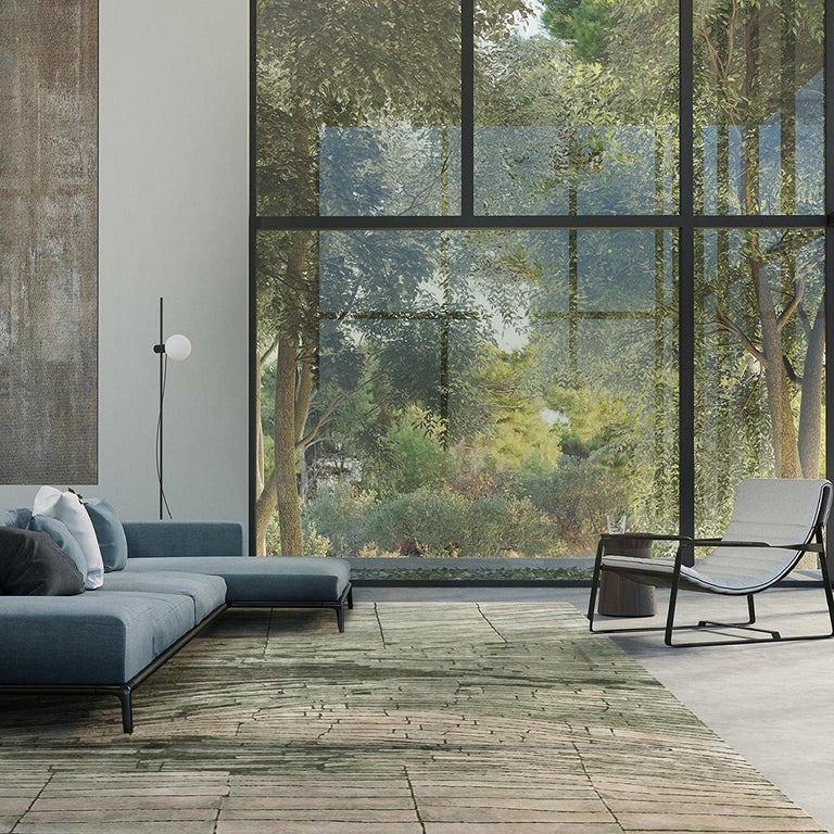 MELD Hand Tufted Contemporary Wool and Silk Rug in Green and Grey ...