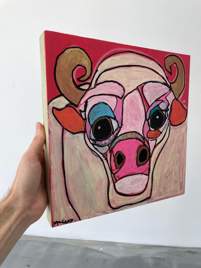 Melinda McLeod - "Little Bull #1" - Acrylic on Canvas For Sale at 1stDibs