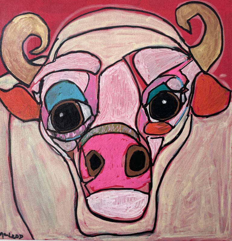 Melinda McLeod - "Little Bull #1" - Acrylic on Canvas For Sale at 1stDibs