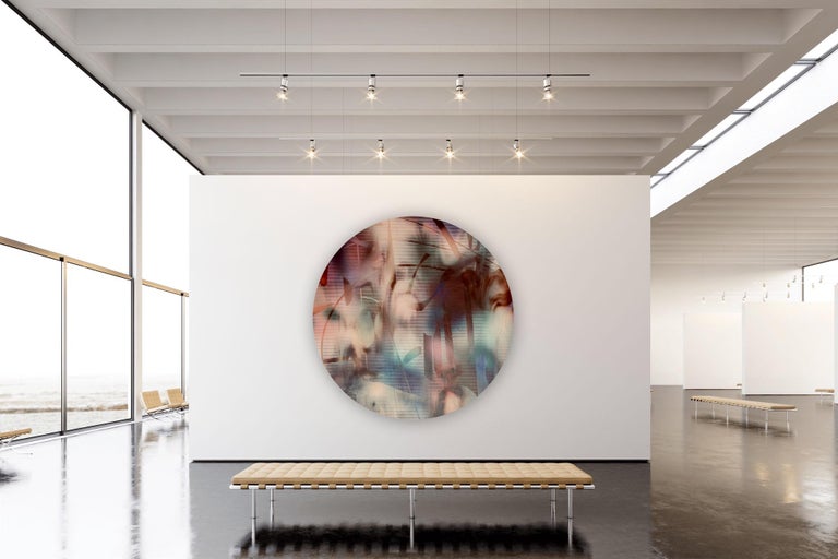 Melisa Taylor Metzger - Screen tbd12 (tondo round earth tones grid deco painting abstract ...