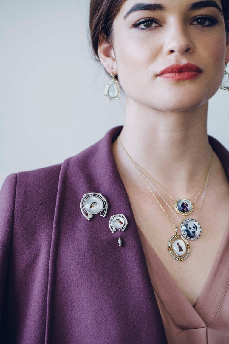 Melissa Spencer Fly Fishing Lapel Pin Sterling Silver MOP Rock Quartz ...