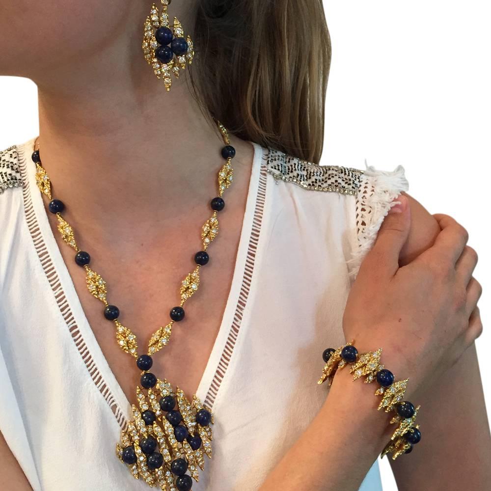 Mellerio Necklace, Bracelet and Earrings Jewelry Set, 1970s at 1stDibs