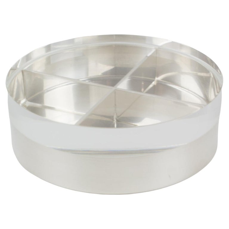 Mellerio Paris Silver Plate and Lucite Round Box, 1970s For Sale at 1stDibs