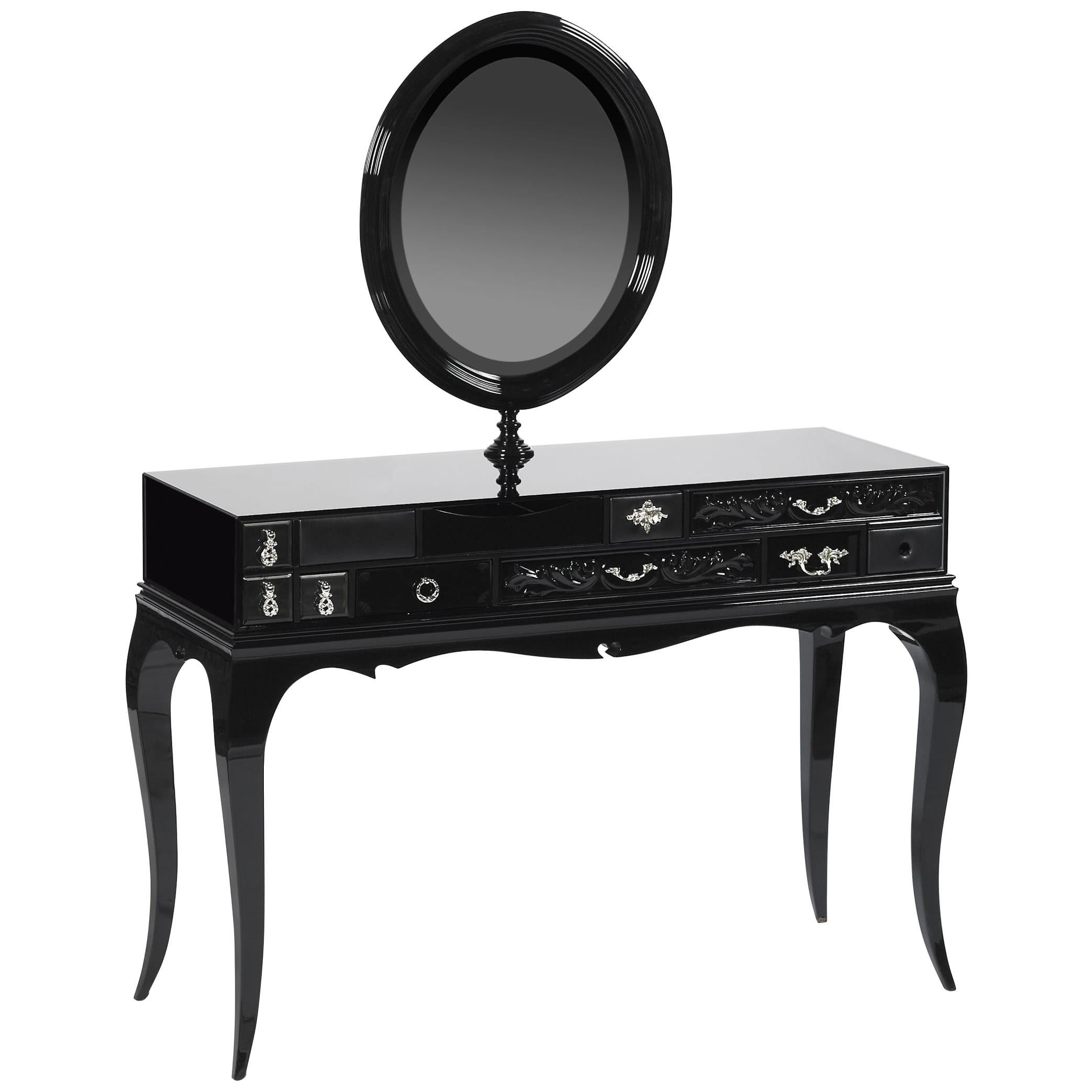 Asymmetric Arabesque Inspired Console with Lacquered Wood in Bright ...