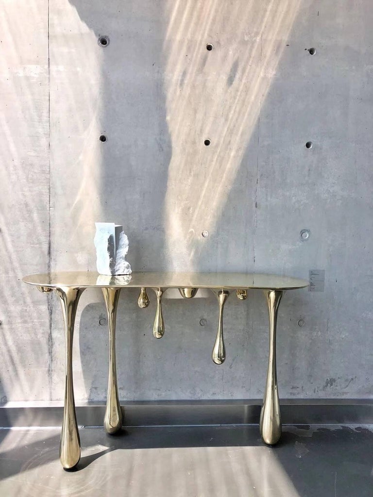 Melting Brass Console Table or Hallway Table by Zhipeng Tan For Sale at ...