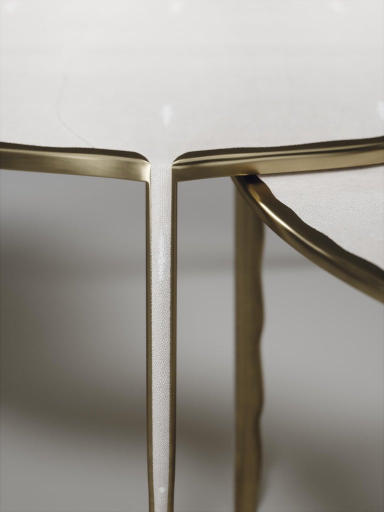 Melting Nesting Coffee Tables in Shagreen, Shell and Brass by R and Y ...
