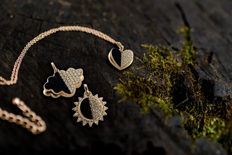 Memento All Diamond Sun with Pages Charm Pendant For Sale at 1stDibs